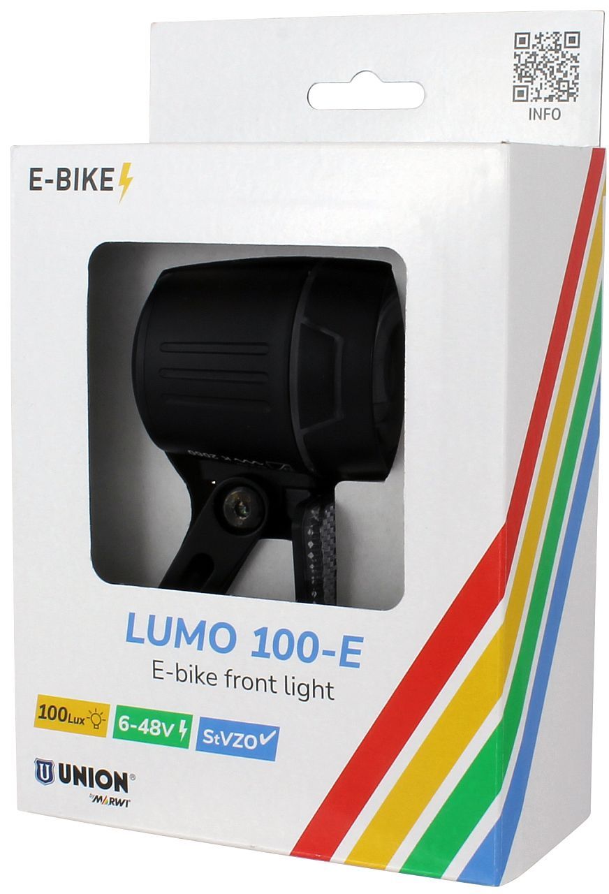 01271 LED Scheinwerfer Lumo 100-E, 100 Lux, E-Bike 6-48 V, Halter und ...
